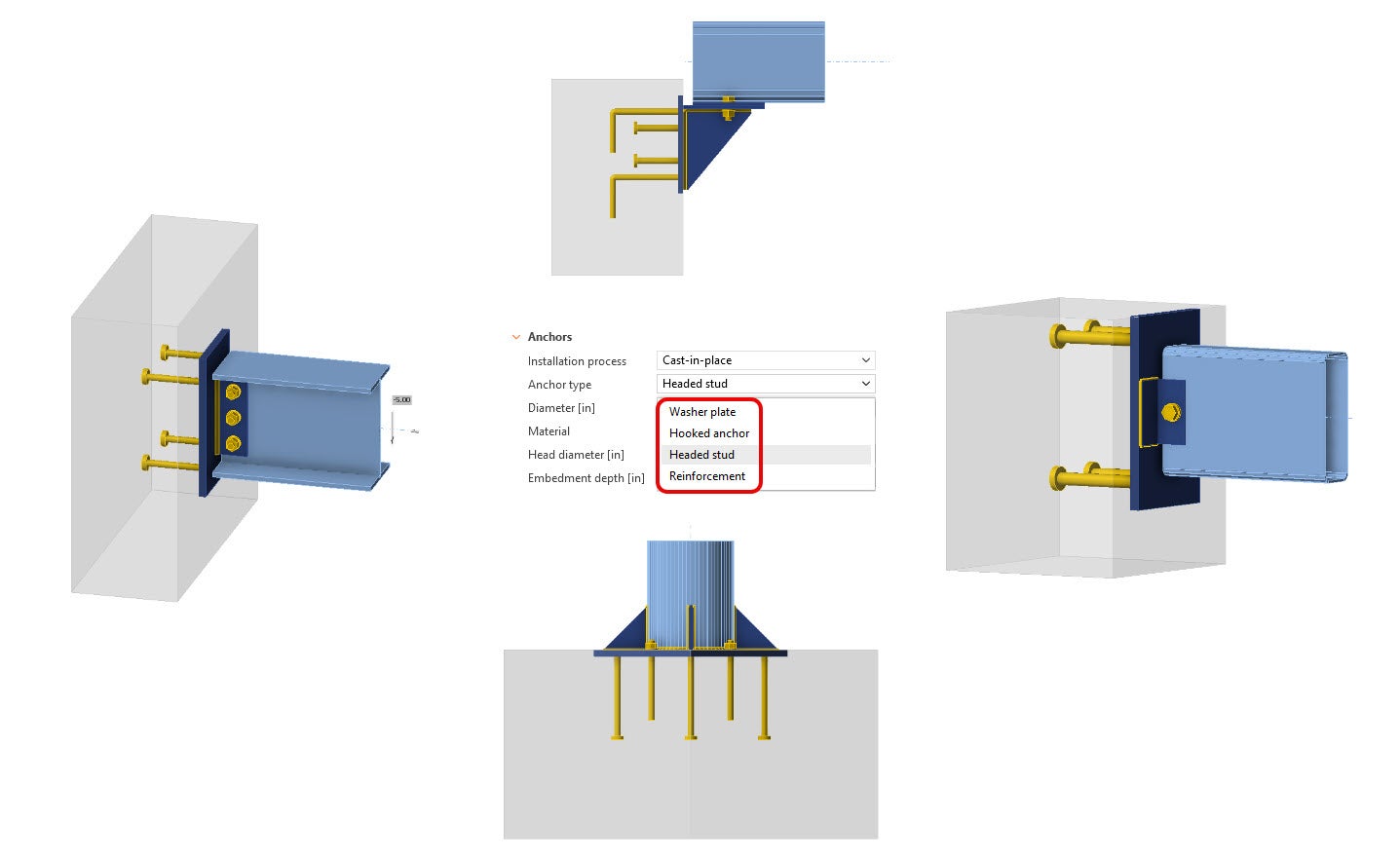Anchor And Cast In Plate Design Guided Workflow For Safe Structural
